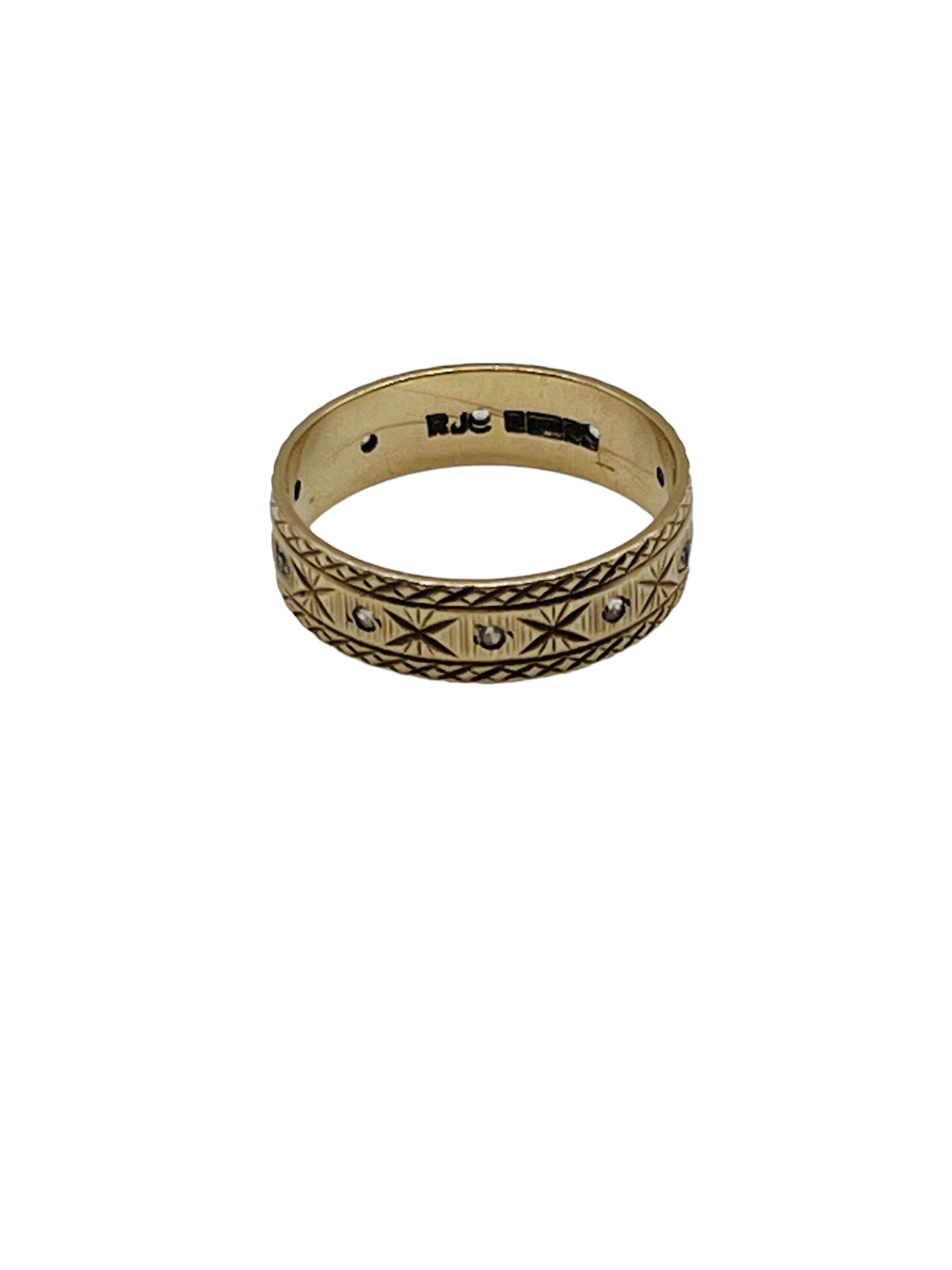 Etched Gold Band w/ Diamonds – hipV Modern Vintage Jewelry